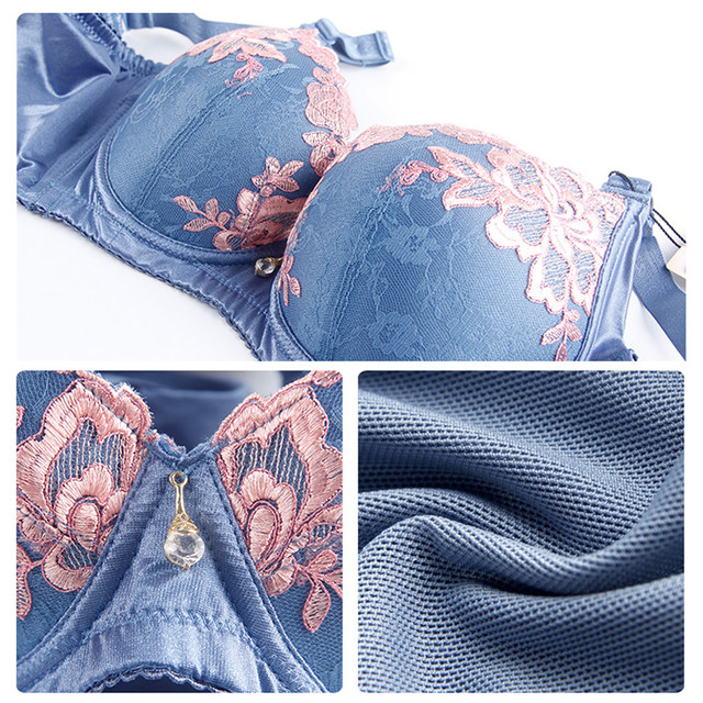 Slim bra counter style embroidered small chest thin upper and thicker ...