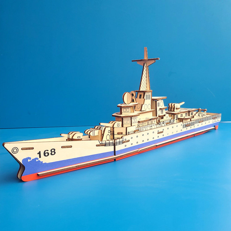 Ahşap destroyer modeli - 3 boyutlu üç boyutlu bulmaca, çocuklar için ...