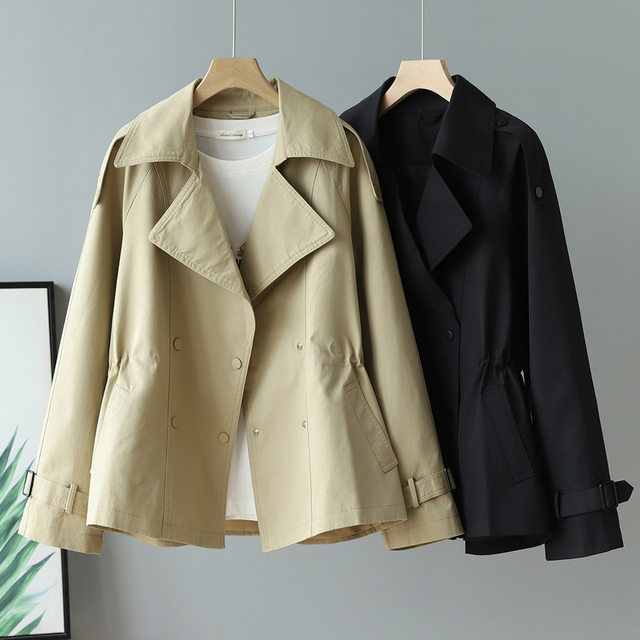 Early spring new adjustable waist short small trench coat for women ...