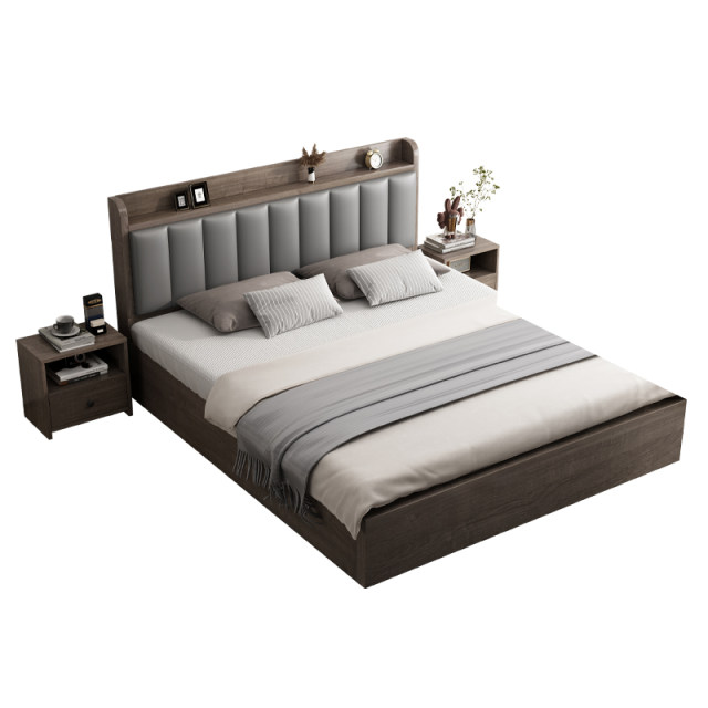 Solid wood bed modern simple 1.5 meter bed double bed home 1.8 new ...