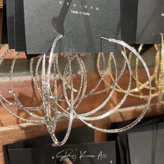 Korean Dongdaemun nyunyu earrings, high-end metal large earrings, exaggerated, simple and ...