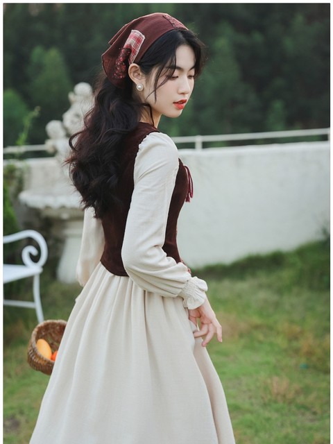 Su Qian Muyan Spring and Autumn New Retro Pastoral Style Cotton Dress ...