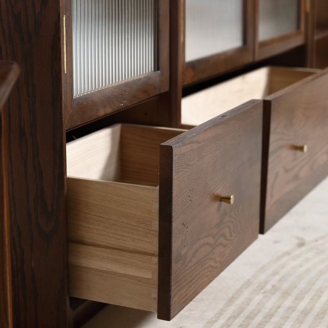 Pure solid wood red oak bookcase combination bookshelf black walnut ...