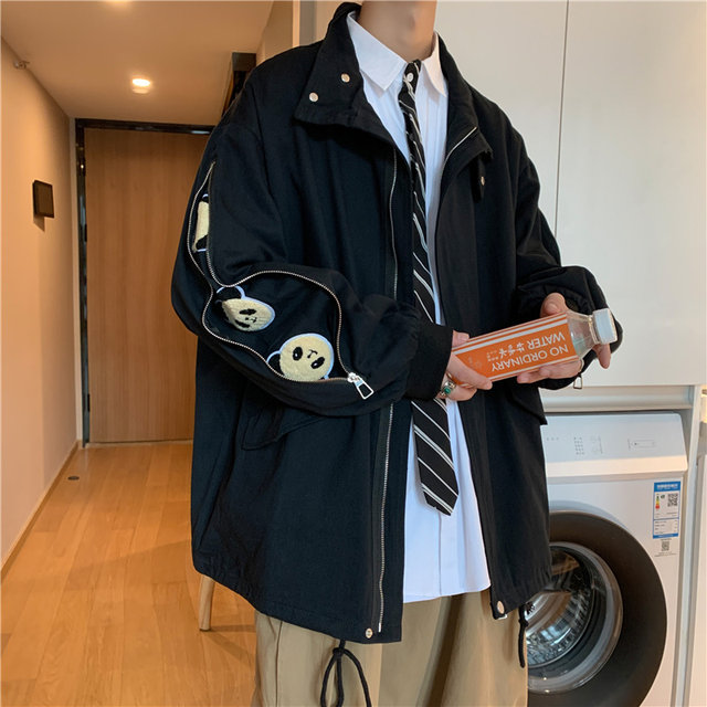 Hong Kong style student jacket men's trendy brand ins design bear top ...