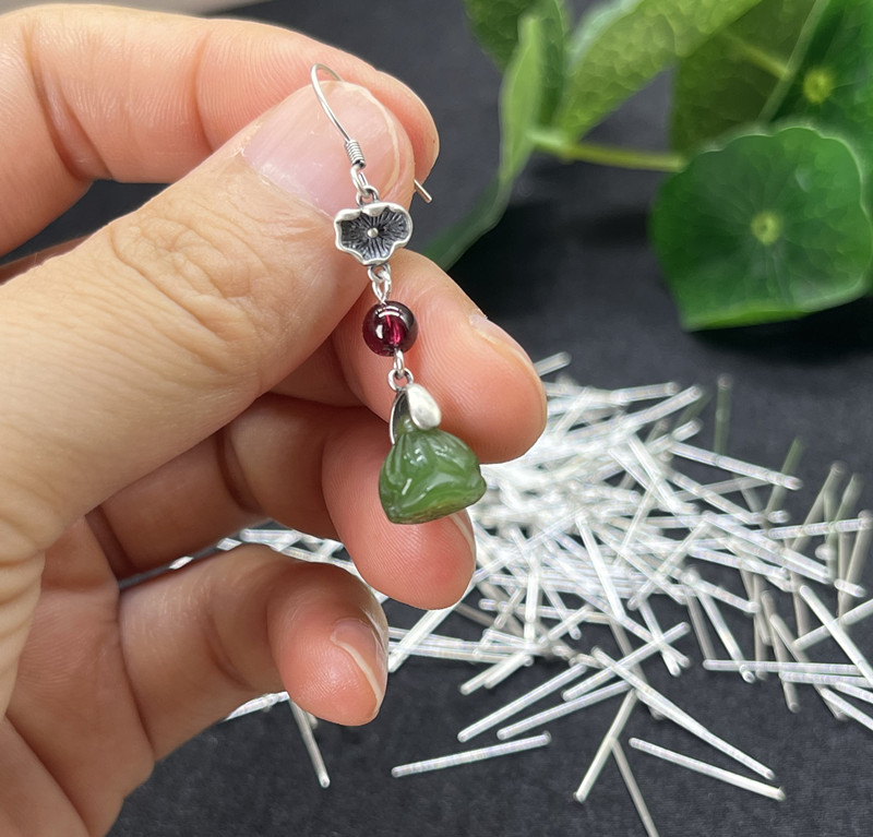 S925 sterling silver 9 -character needle T pin to make earrings connecting the head buckle head ...