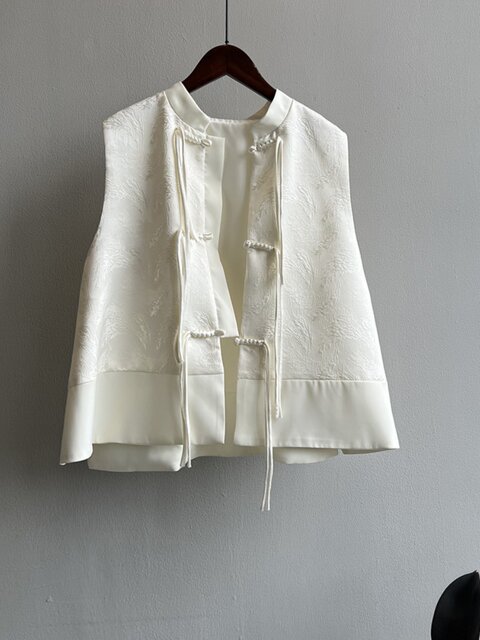 New Chinese-Style Stand-Up Collar Vest for Women, Spring/Summer 2025 ...