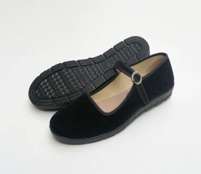 Double Star flat bottom female hotel waiter work shoes velvet black ...