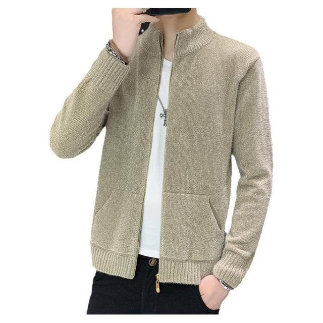 Peimeng men's spring and autumn zipper knitted cardigan jacket men's ...
