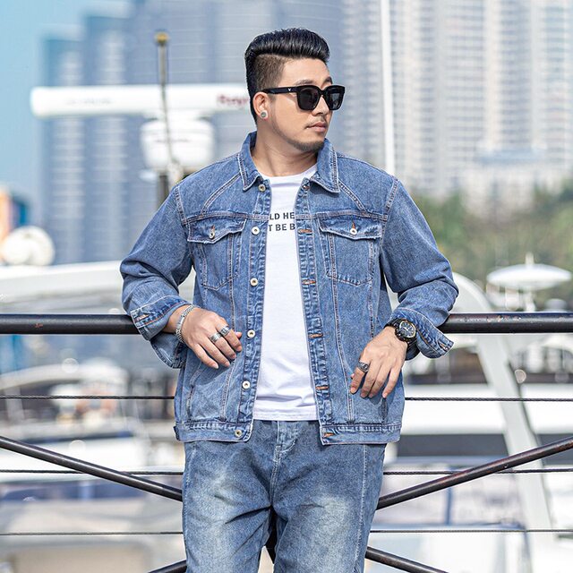 Add obese brother denim jacket 240jin [Jin is equal to 0.5 kg] Male ...