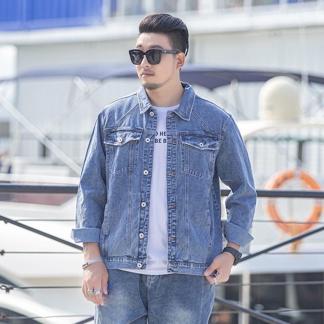 Add obese brother denim jacket 240jin [Jin is equal to 0.5 kg] Male leisure extra large size ...