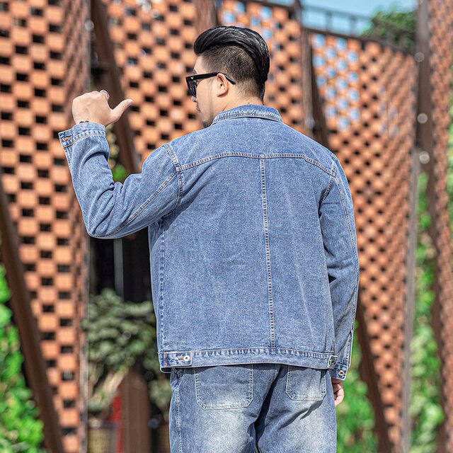 Add obese brother denim jacket 240jin [Jin is equal to 0.5 kg] Male ...