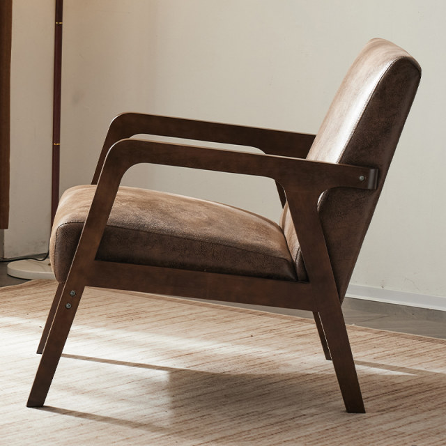 Living room single sofa chair light luxury high-end solid wood balcony ...