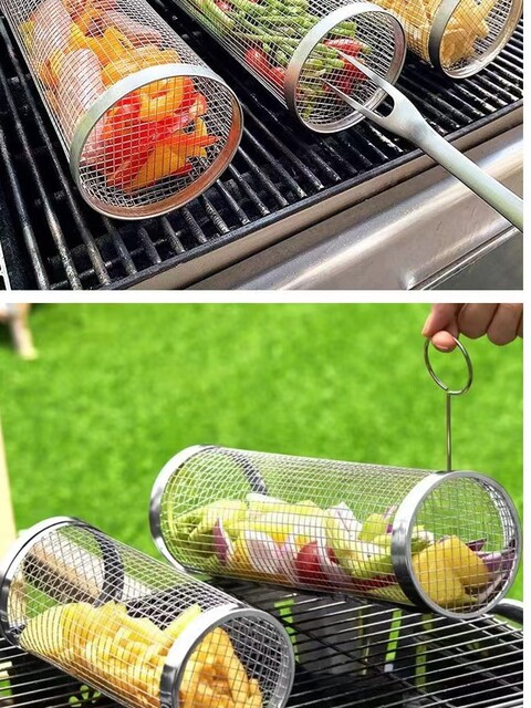 Rolling barbecue net rolling barbecue basket improved outdoor BBQ ...