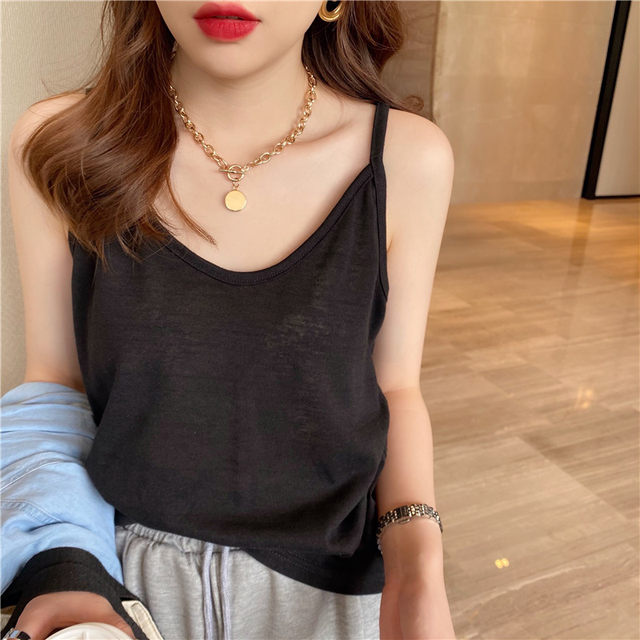 V-neck sling women's summer inner wear ice silk vest outer wear cover ...
