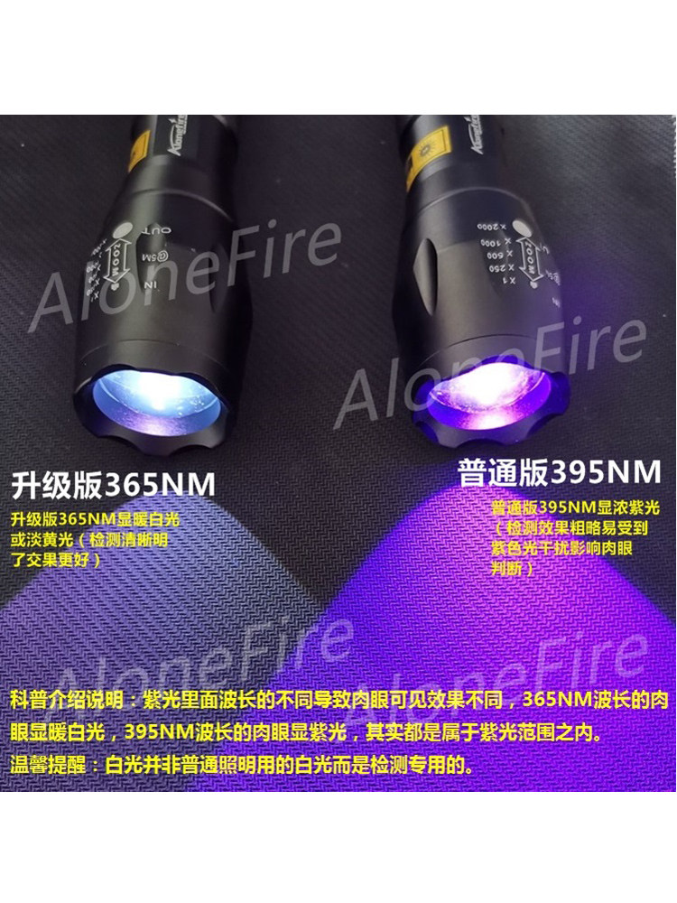Alone Fire E17 UV Banknote Detector Flashlight