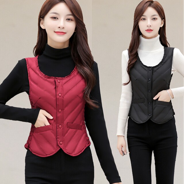 2024 New Women's Down Vest Women's Vest Close-fitting Winter ...