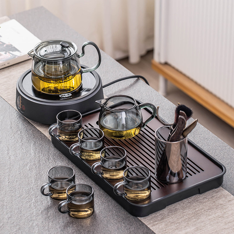 Glass Tea Set Home Office Simple Tea Tray Teapot Kung Fu Teacup