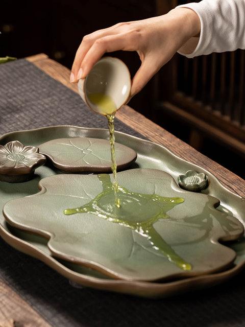 Ceramic tea tray New Chinese style small household tea cup tray office ...