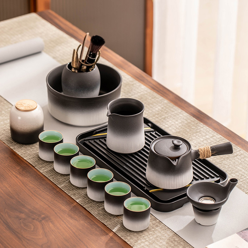 Japanese Ceramic Tea Set - 6 Person Gradient Handle - Cpm Teaset