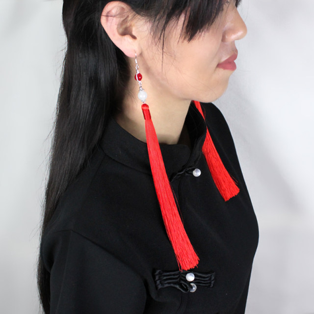 Ancient Wind Super Long Su Earrings Guofeng Han Element New Chinese Ear ...