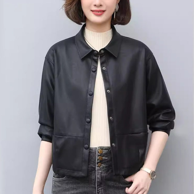 Retro style small leather jacket for women 2025 spring and autumn new ...