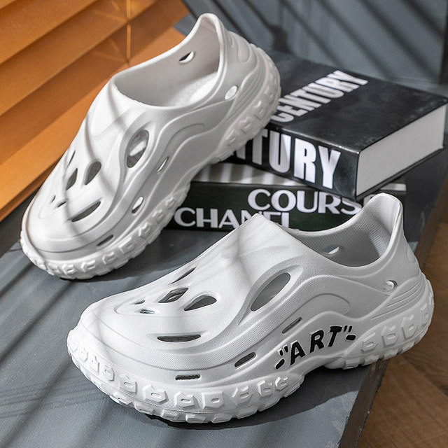 Men's Croc Shoes Summer Outerwear Thick-Soled Non-Slip Sandals Baotou Coconut Sports Outdoor ...