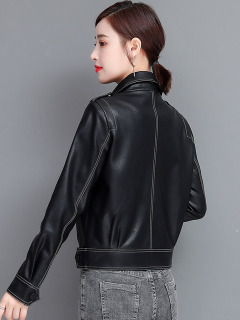 Genuine leather jacket for women short slim fit 2025 spring and autumn ...