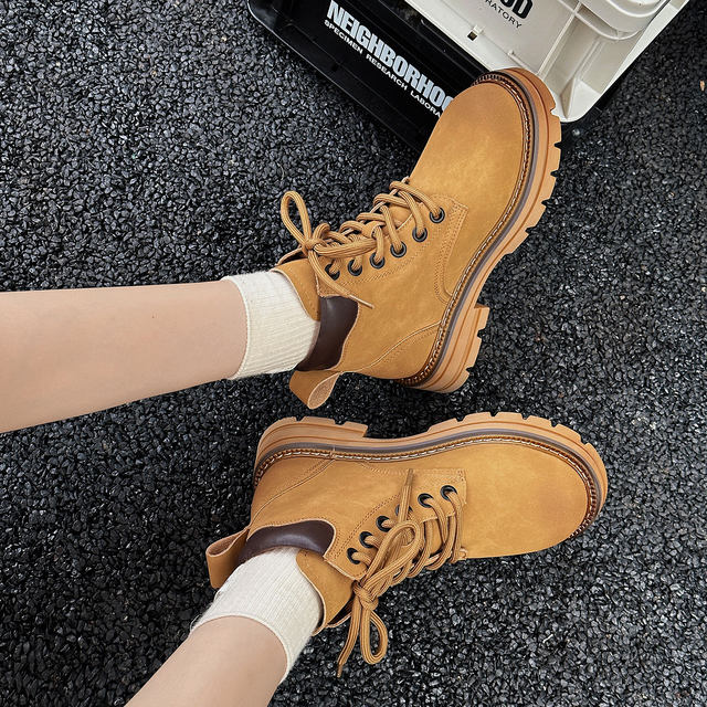 Thick-soled Martin boots women's spring and autumn single boots 2024 ...