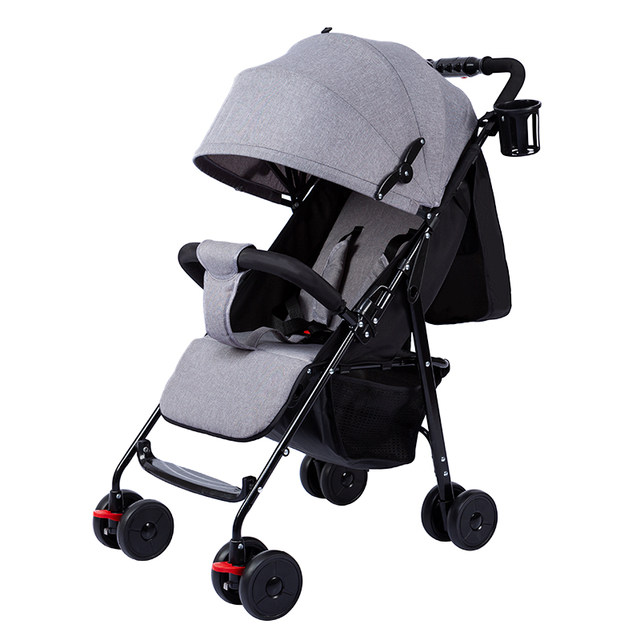 Baby four-wheel stroller can sit and lie down for baby transportation ...
