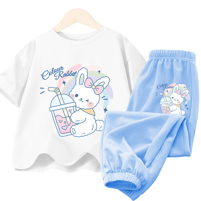 Girls summer suit 2025 new children's summer fashionable short-sleeved ...