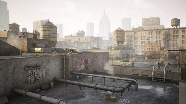 UE4 Unreal 5 Roof - City Pack Custom City Building Water Tower Roof Scene