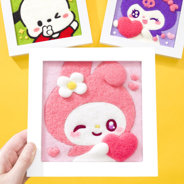 Wool felt poke photo frame painting diy handmade gift material package ...