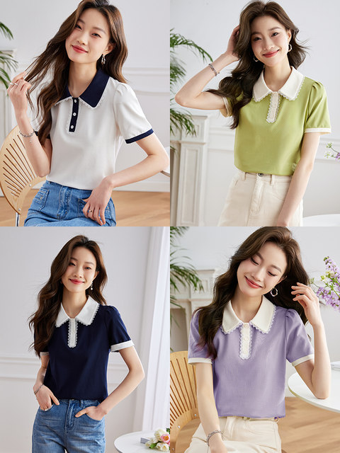Xishima Matcha Green POLO shirt for women short-sleeved 2025 summer new ...
