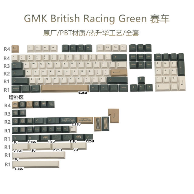 GMK racing PBT heating mechanical keyboard button British Racing Green ...