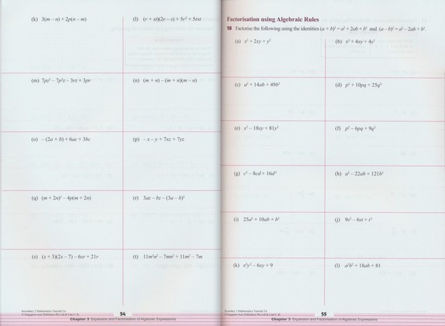 SAP Secondary 2 Mathematics Tutorial 2A Singapore Junior High School ...