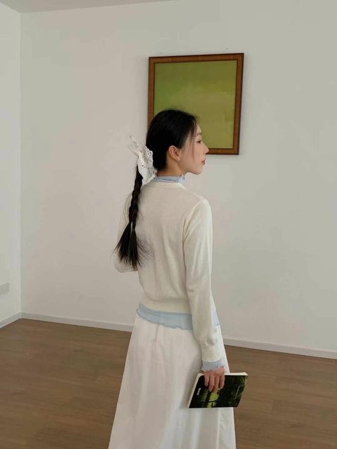 Early autumn MOMI small lazy style silk wool cardigan wool mulberry ...
