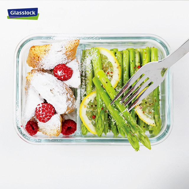 Glasslock glass lunch box separated microwave lunch box divided crisper ...