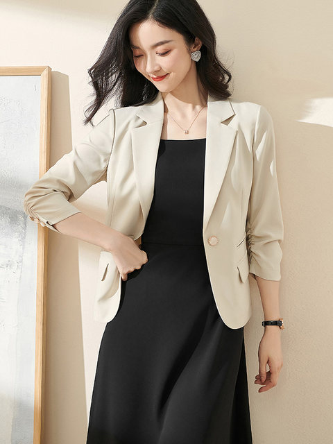 Misiyang 2025 summer new design short solid color suit one-button seven ...