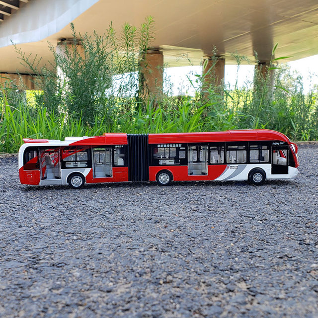 1:32 city bus alloy double-section bus car model with real voice back ...