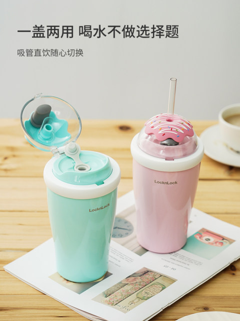 Lock & Lock Bubble Thermos Cup Women's Straw Coffee Cup 316 Stainless ...