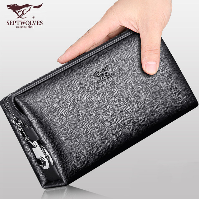 Seven wolf men's password lock handbags all leather lock -buckle ...