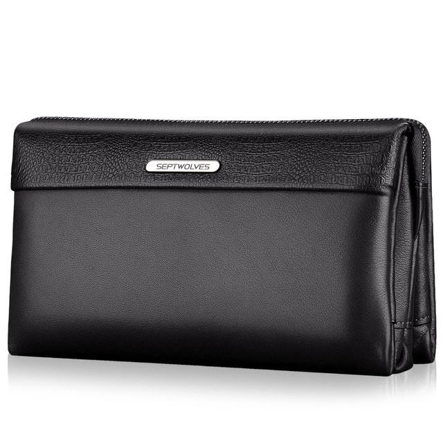 Authentic Septwolves men's handbag full genuine leather wrist strap ...