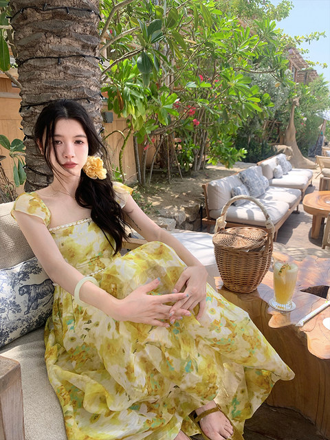 Yu Xiaoping Kaitlin Slot Liney Sea Beach Waist Sweet Spicy Straight Top/Dress