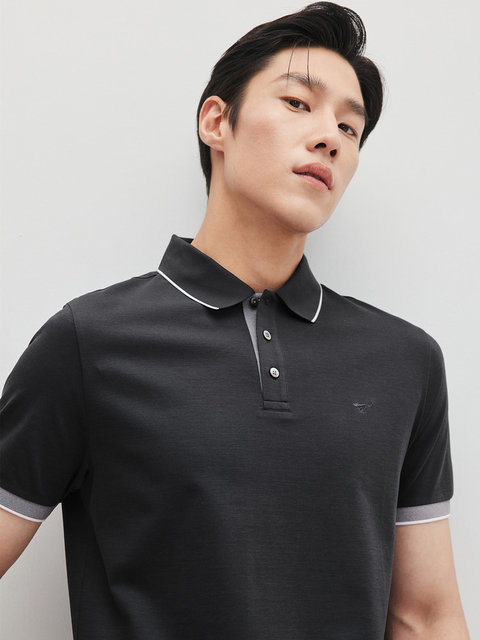 Septwolves Silk Cotton Double-Sided Pique Short-Sleeve Men's Polo Shirt ...
