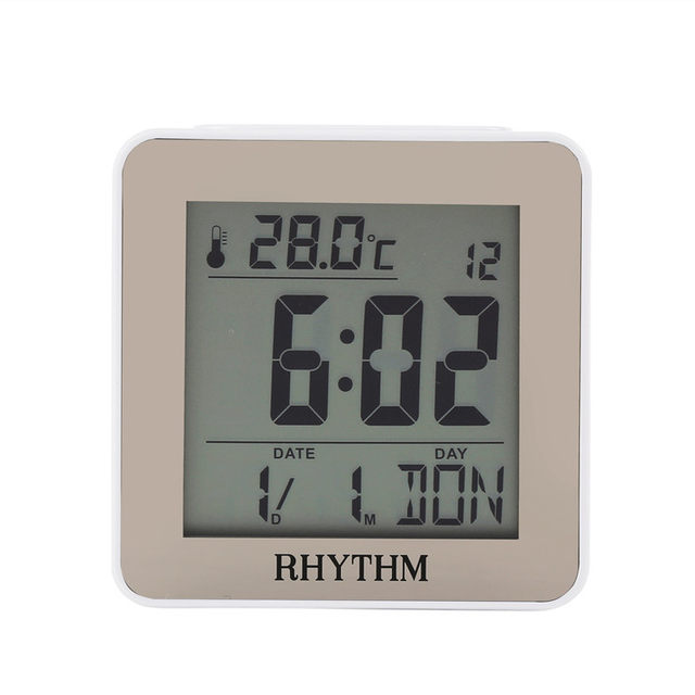 RHYTHM Japan Lisheng Clock LCD Perpetual Calendar Silent Student Alarm ...