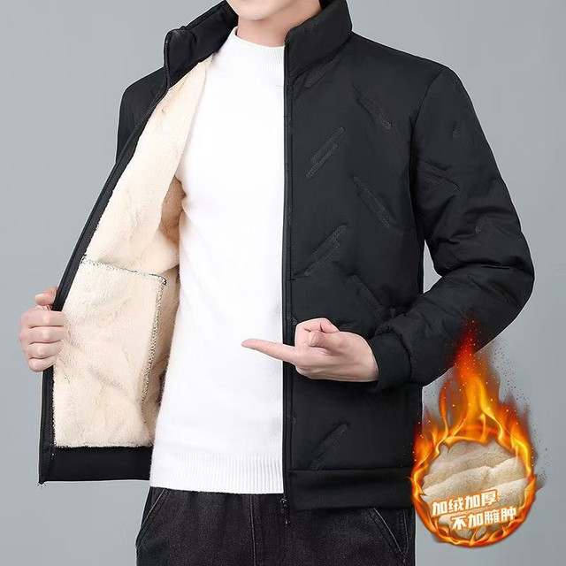 Add velvet thick jacket Men's autumn and winter new young and middle ...