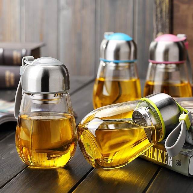 Tea and water separation tea cup insulated glass cup for men and women ...