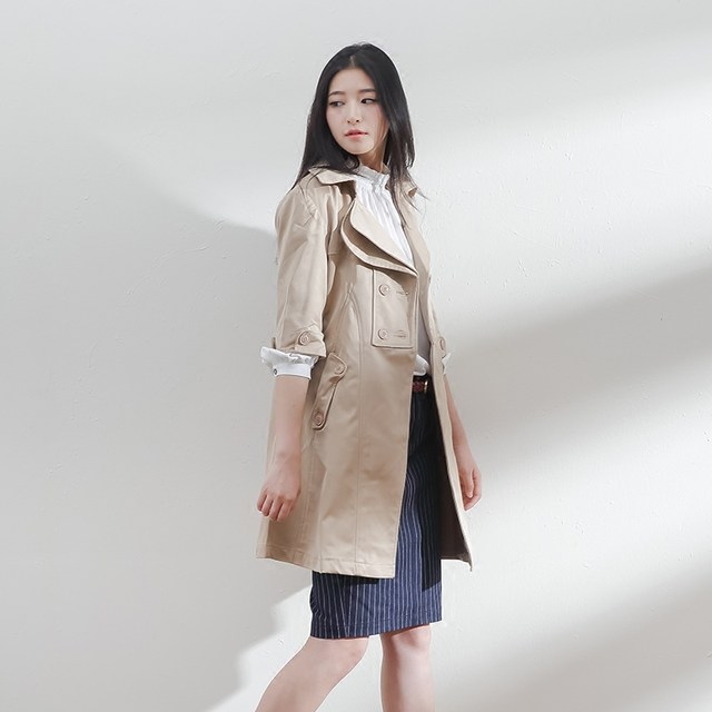 Yiyi Jiangnan 2022 spring new double-layer collar thickened quarter-sleeve windbreaker double ...