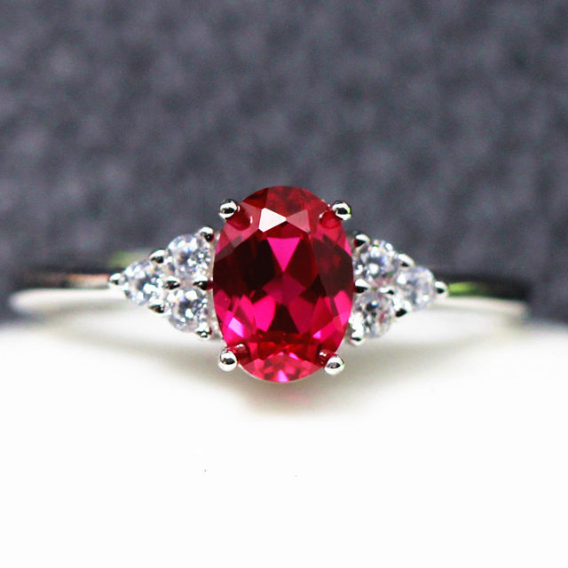 Korean version of 1 carat ruby ring for women 925 sterling silver ...