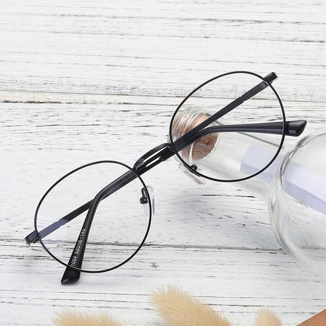 Round Frame Retro Metal Eyeglass Frame Plain Korean Style Myopia ...